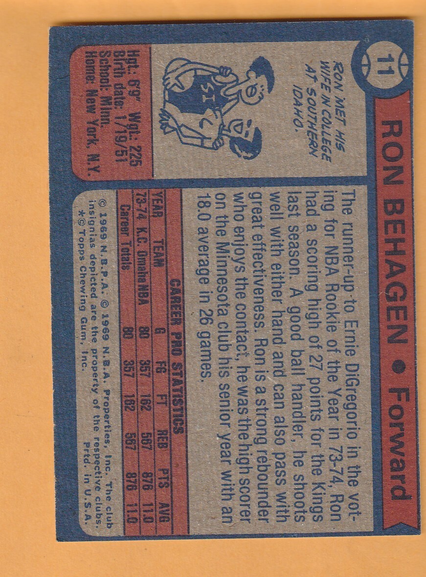 1974-75 Topps - #11 Ron Behagen (RC) for sale online | eBay