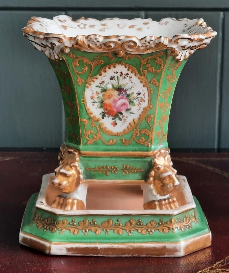 French Antique Jacob Petit Porcelain Cache Pot & Stand with Girl ...