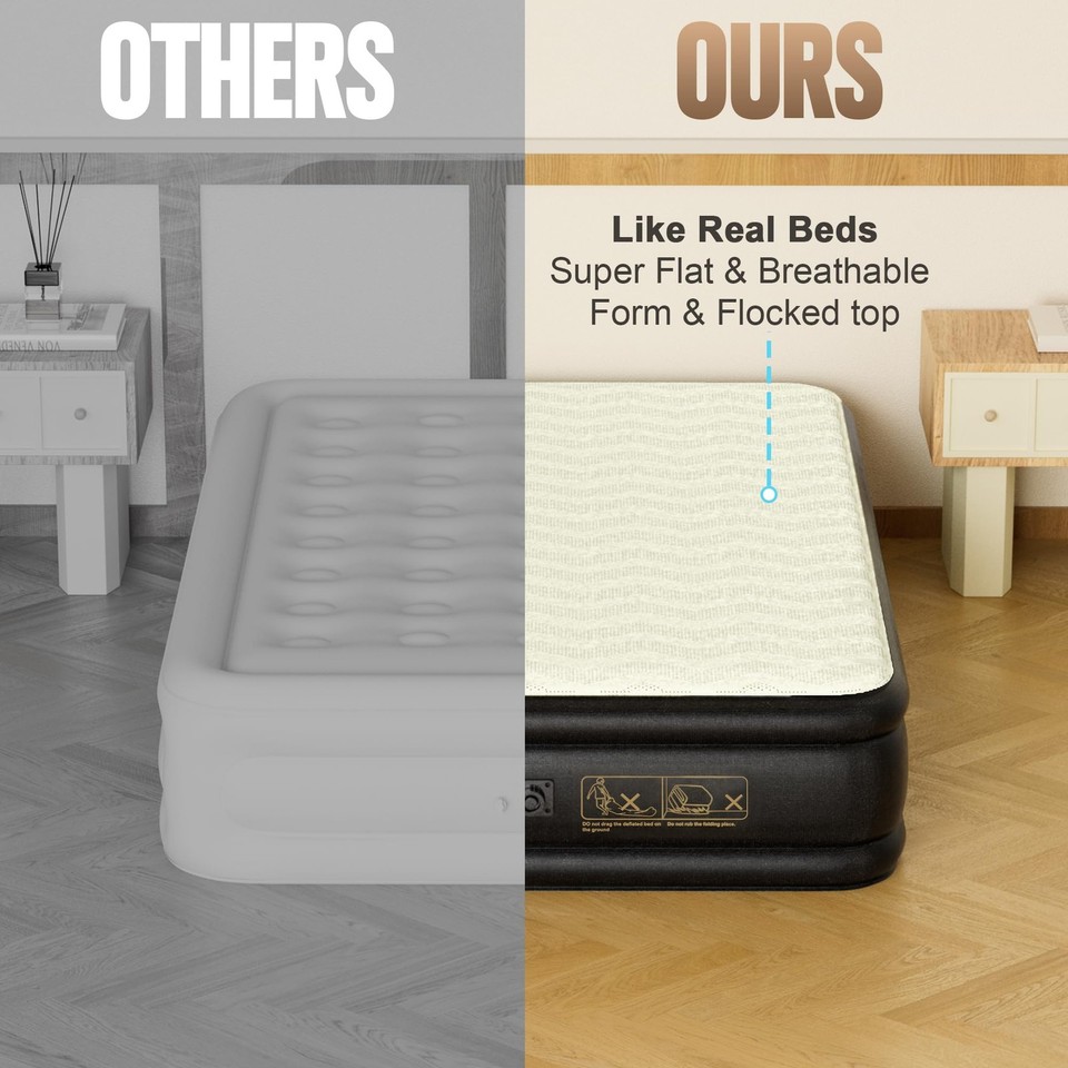 Queen Air Mattress with Built-in Pump,Foam Topper Inflatable Mattress ...