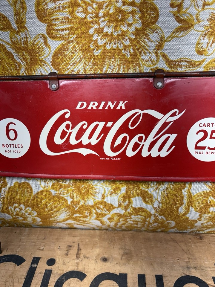 Original Coca Cola Coke Rack Topper Sign Carton 25 Cents Soda ...
