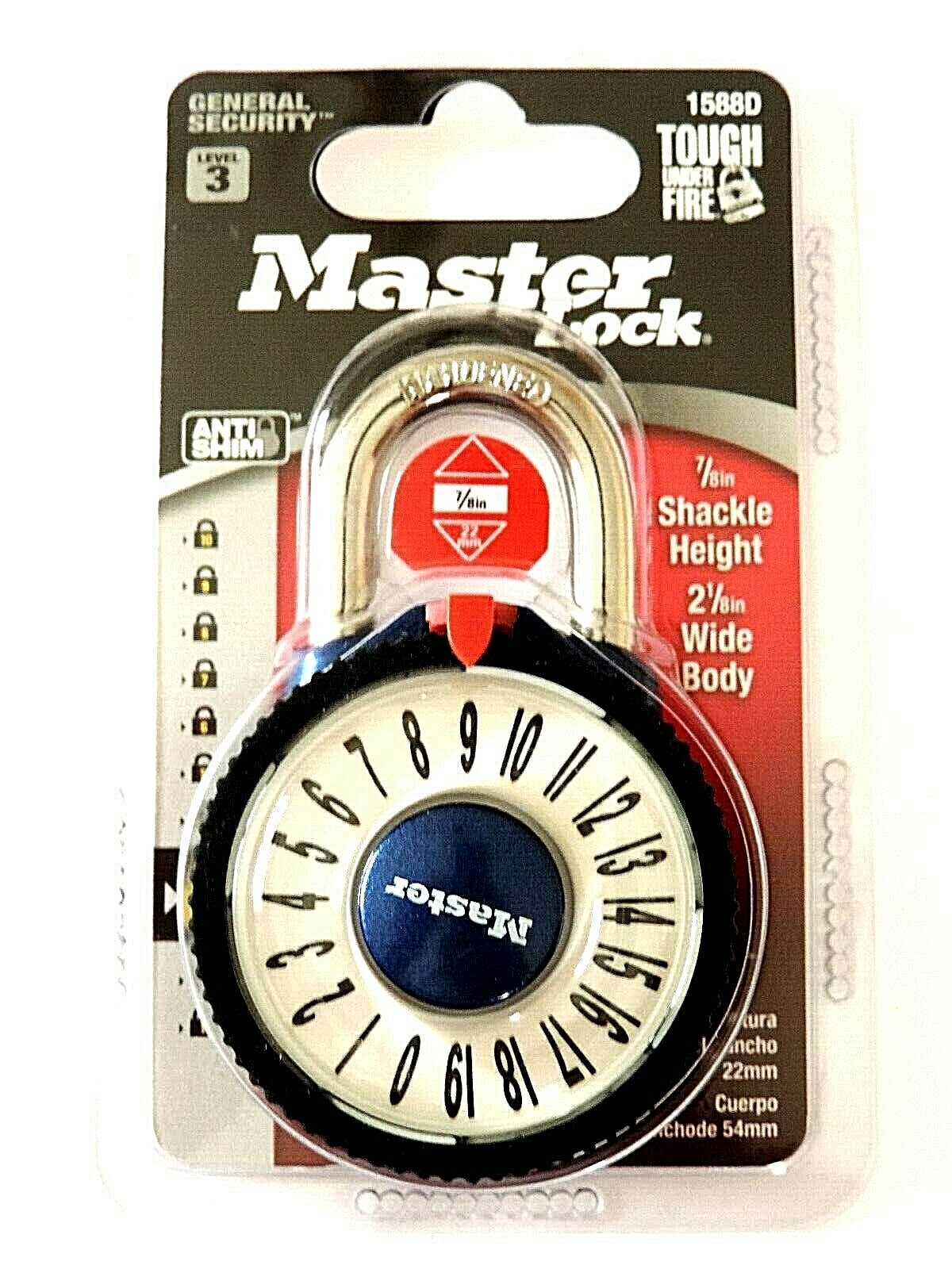 Master Lock 1588D Magnified Number Combination Locker Padlock Blue Ship ...
