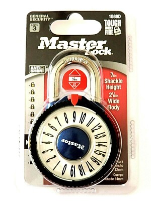 Master Lock 1588D Magnified Number Combination Locker Padlock Blue Ship ...