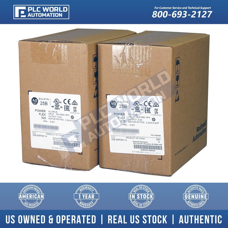 Allen Bradley 25B-D6P0N114 Ser A PowerFlex 525 AC Drive 2.2kW 3Hp, New ...