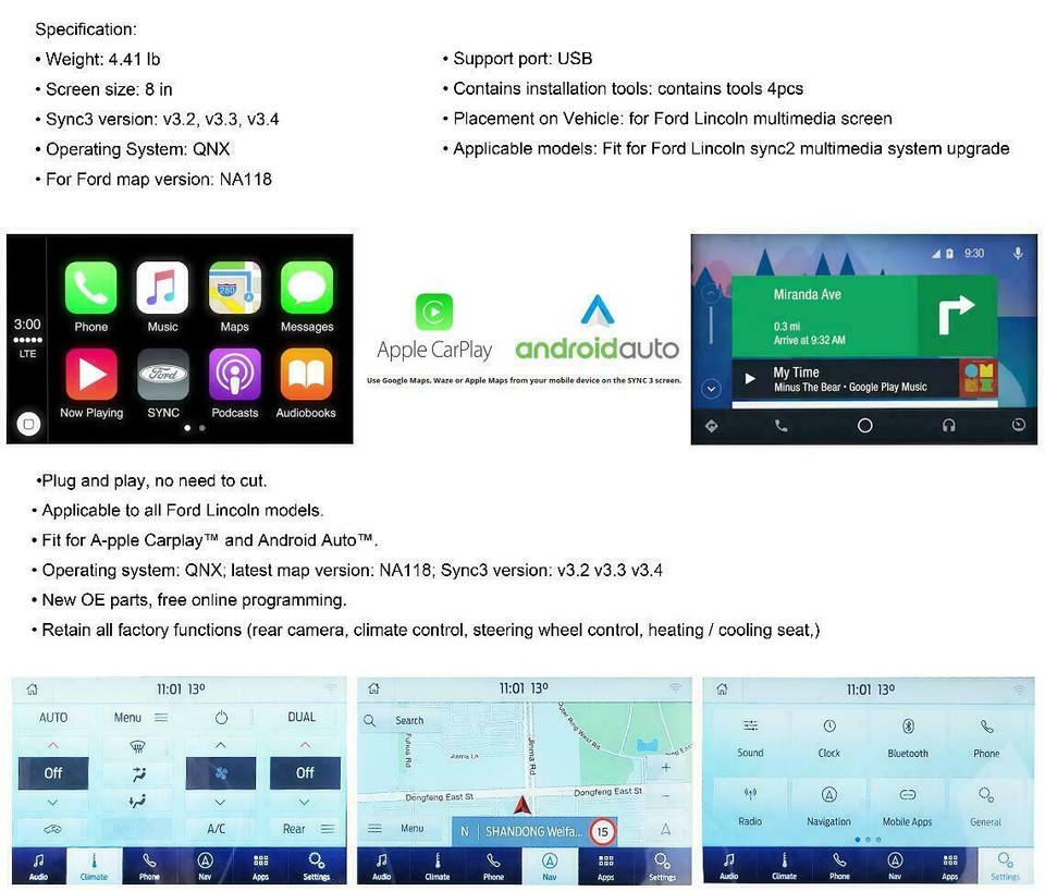 Latest factory SYNC 2 to SYNC 3 Upgrade Kit 3.4 Fit for Ford Sync3 APIM ...