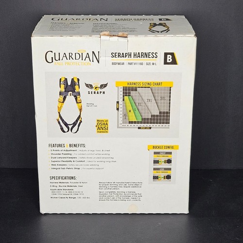 Guardian Fall Protection Size M-L Seraph Harness #11160 Adjustable ...