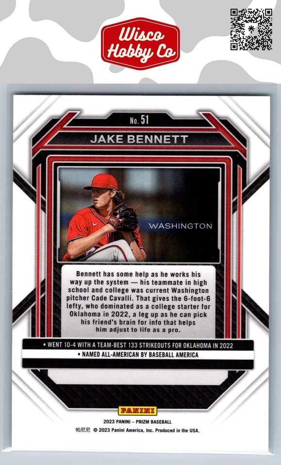 2023 Panini Prizm Jake Bennett #51 Washington Nationals | eBay