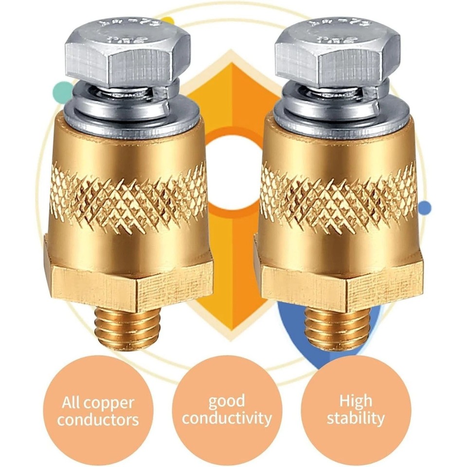 Positive Negative Battery Terminal Extenders Kit 2PCS Brass Connectors ...