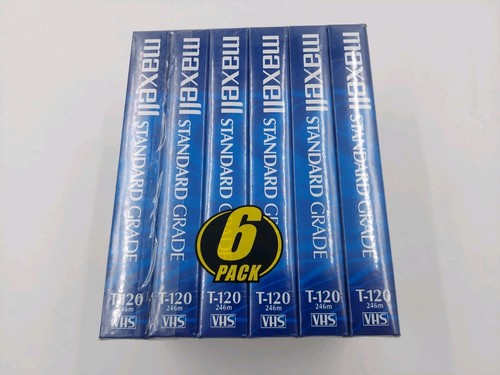 Maxwell 6 Pack Standard grade T-120 Blank VHS Video Cassette Tape ...