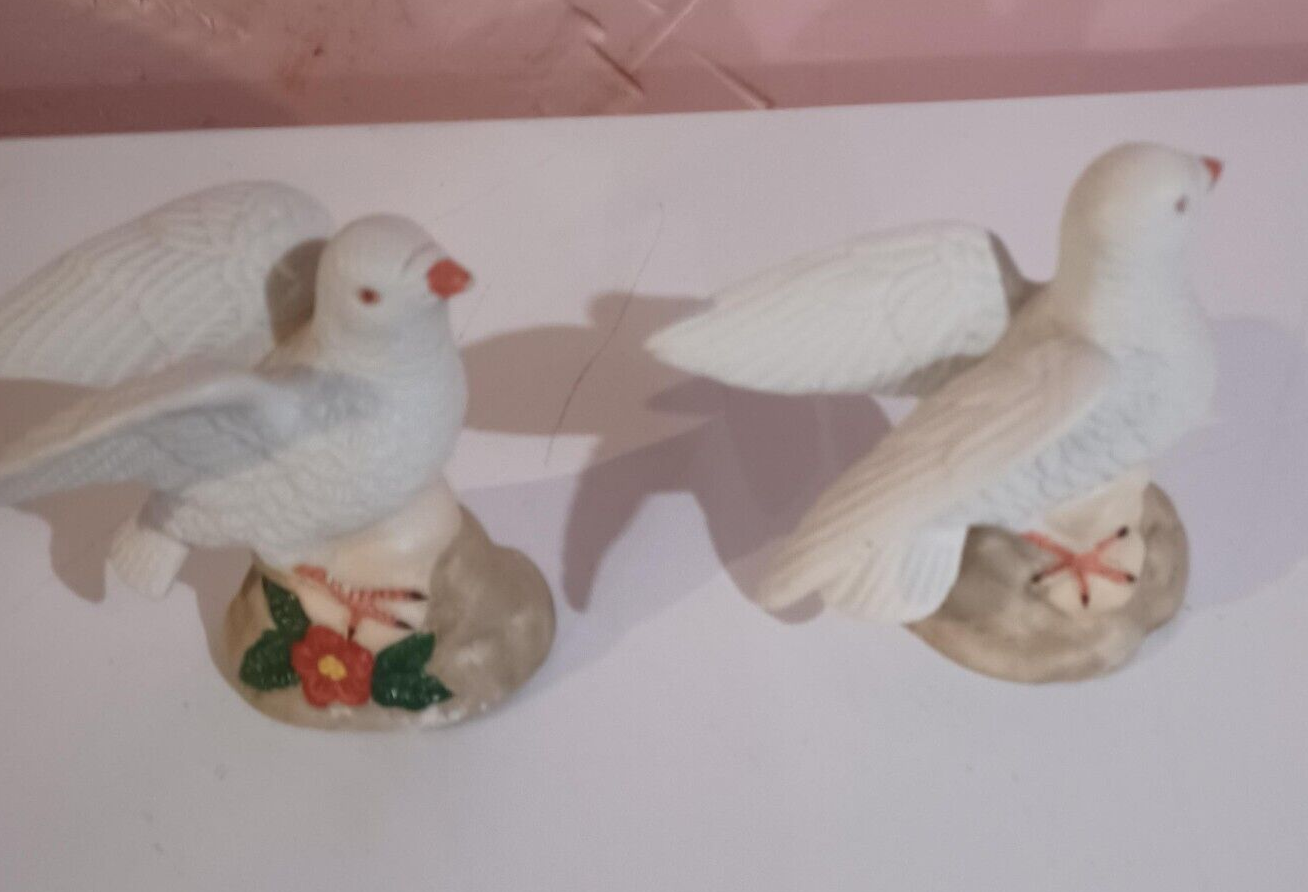 Set of 2 Ceramic White Doves Figurines | eBay