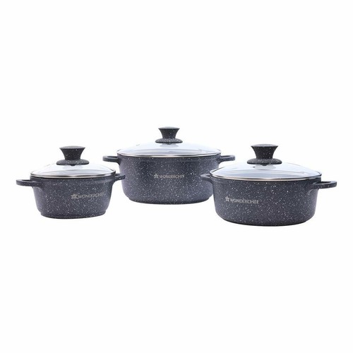 Wonderchef Granite Non-Stick 3 Piece Casserole Set With Lids ...