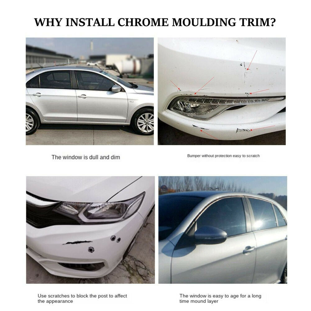 L-shape Car Molding 25Ft L-Shape Chrome Trim Molding - Self Adhesive ...