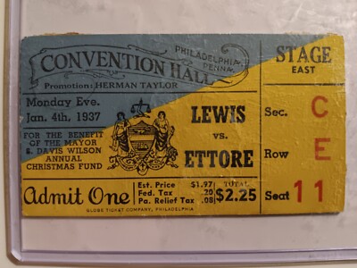 John Henry Lewis vs Al Ettore Boxing Ticket Lightheavyweight 1937 | eBay