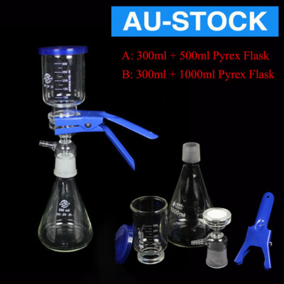 Lab Glass Filtration Distillation Apparatus 1000mL Filter Flask 300mL ...