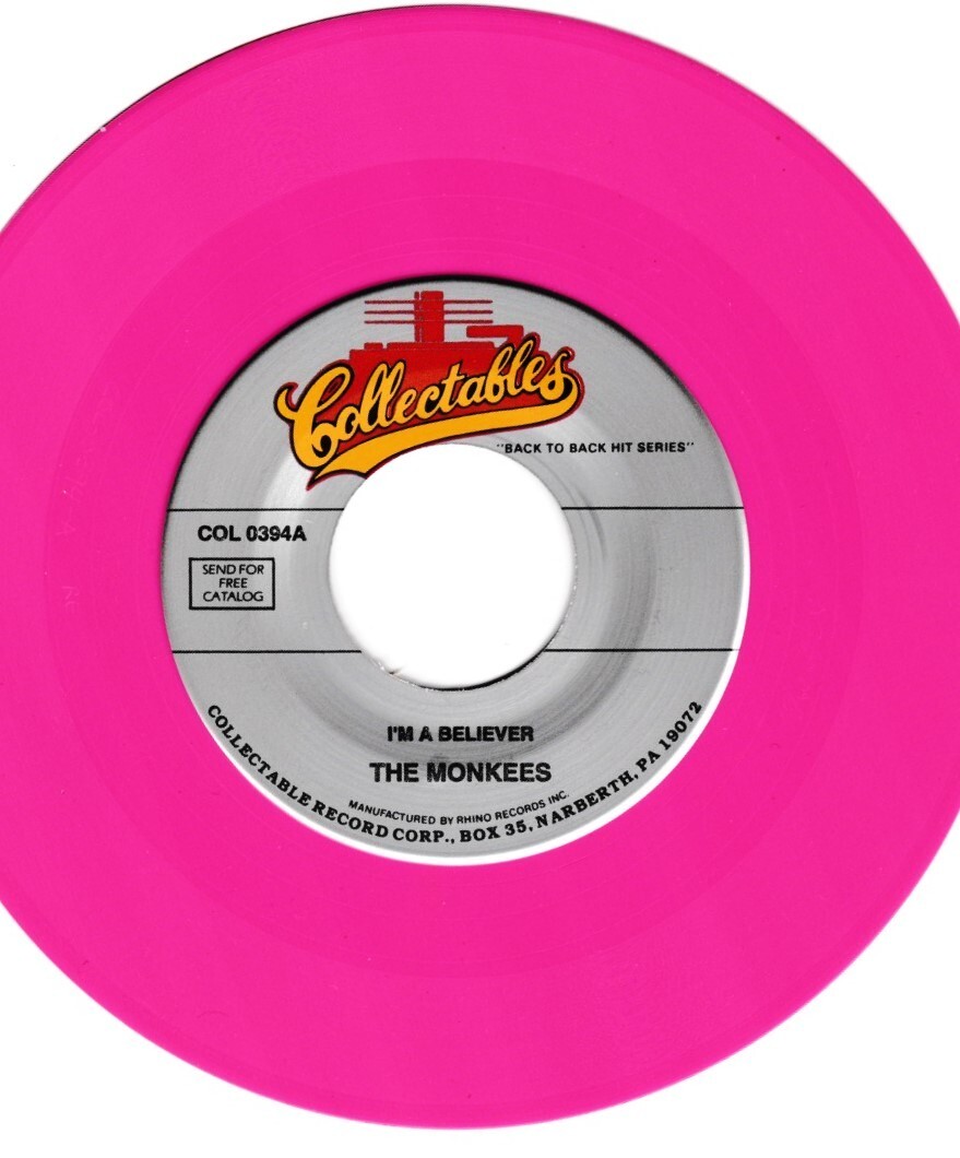 THE MONKEES I'M A BELIEVER PINK VINYL 45 NM | eBay