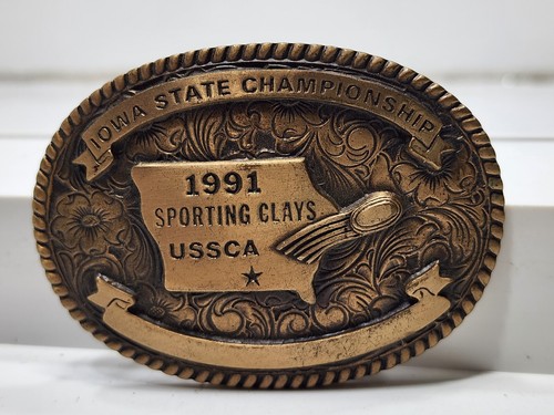Vintage 1991 Iowa State Championship Sporting Clays USSCA Brass Belt ...