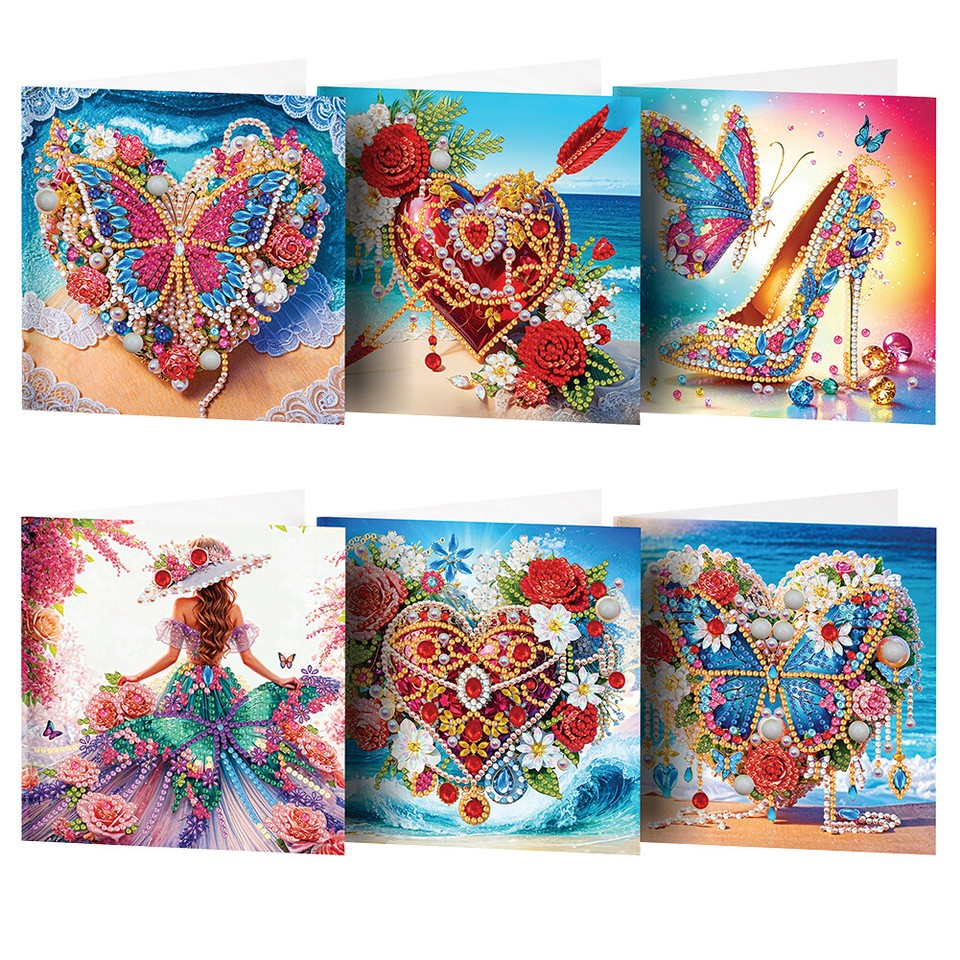 6PCS DIY Rhinestone Diamond Art Mosaic Postcards for Festivals and ...
