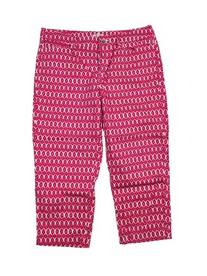 Madison Womens Pink/White Geometric Cropped Pants 12 | eBay