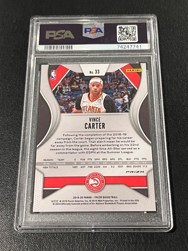 2019-20 Panini Prizm Vince Carter Fast Break Pink Prizm 4/50 #33 PSA 10 ...