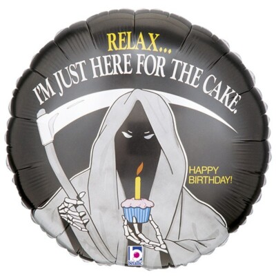 GRIM REAPER I'M JUST HERE FOR THE CAKE 18" FOIL BIRTHDAY BALLOON! | eBay UK