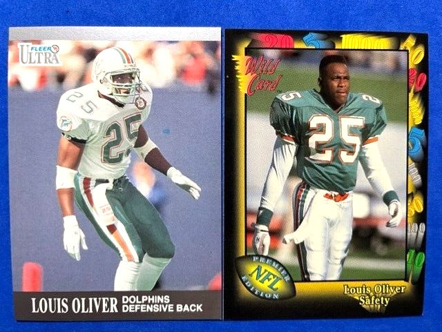 NFL - Louis Oliver 1991 Fleer Ultra & 1991 Wild Card Football ...