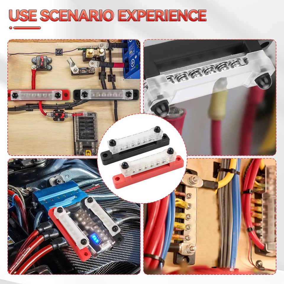 12V Distribution Bus Bar Auto Boat Marine Power 6 Way Terminal Block ...
