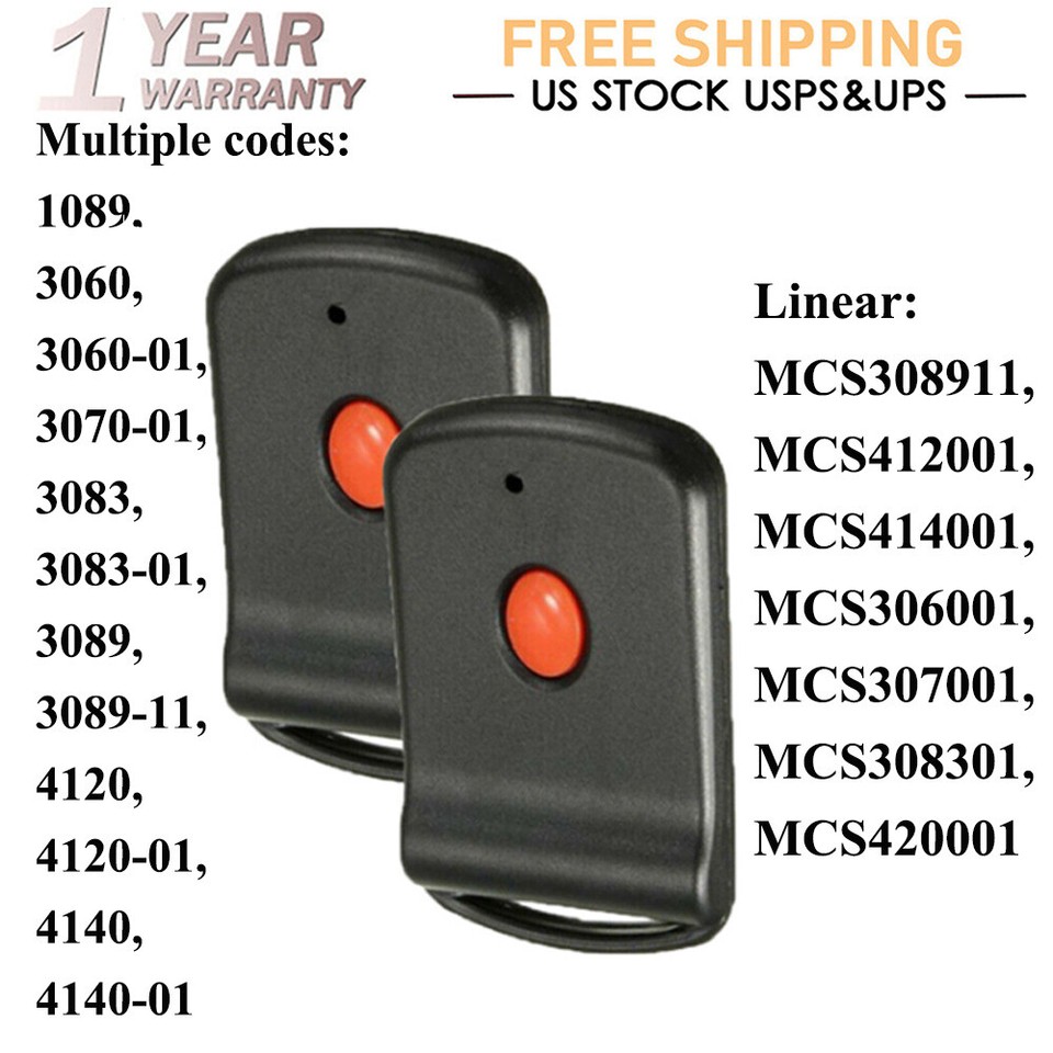 Multicode 3060 Garage Door Remote Control 300MHZ 10 Dip Switch Remote ...