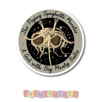 FSM Flying Spaghetti Monster sticker 100mm quality vinyl religion ...