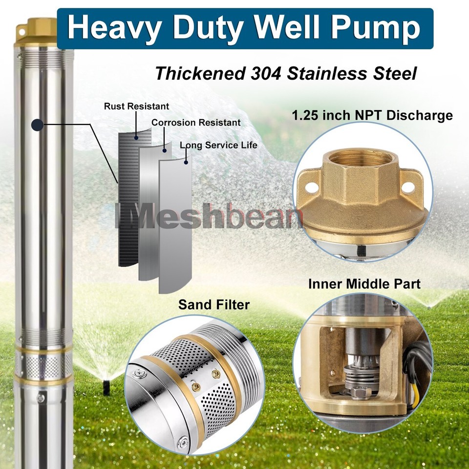 4" 600W Solar Pump Submersible Pump Bore Deep Well Pump+MPPT Controller ...
