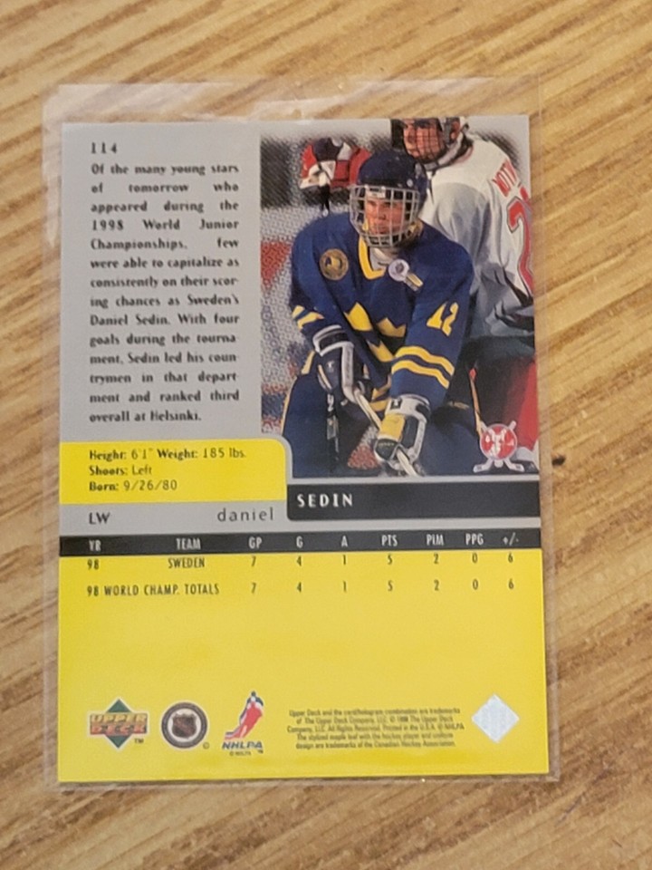 1X DANIEL SEDIN 1997 98 Black Diamond #114 RC Rookie MINT Vancouver ...
