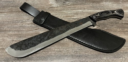 Carbon Steel Machete Full Tang 8mm Thick Blade Sharp Wood Handle Sheath ...