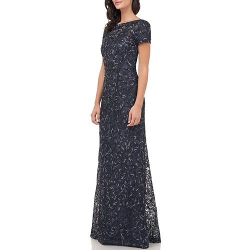 JS Collections Womens Navy Embroidered Formal Evening Dress Gown 10 ...