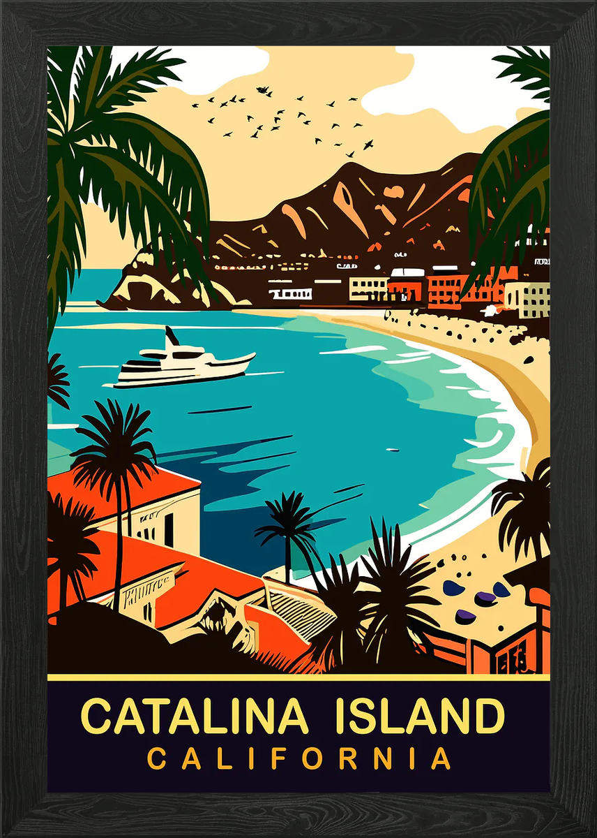 Catalina Island California Framed Wall Art Poster Canvas Print Picture ...