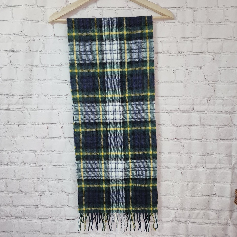 James Pringle Weavers Lambswool Scarf Dress Gordon Tartan Green Blue ...