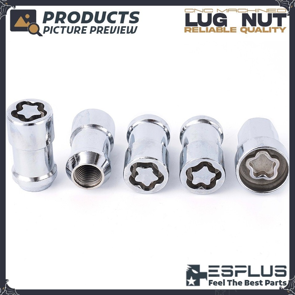 4 Pc GMC Wheel Lock W Key M14x1.5 Chrome Fit Acadia/Savana/Sierra/Yukon ...