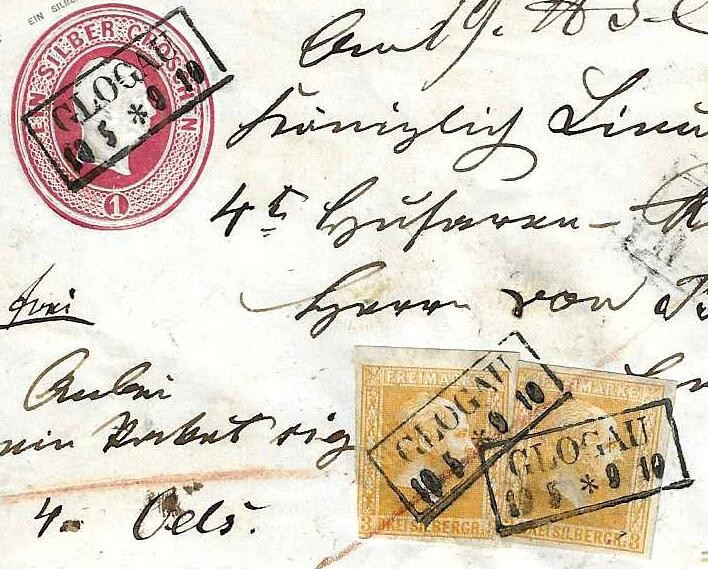 Paketbegleitbrief Ganzsache U 11+MiNr.12(2) gest Glogau | eBay UK