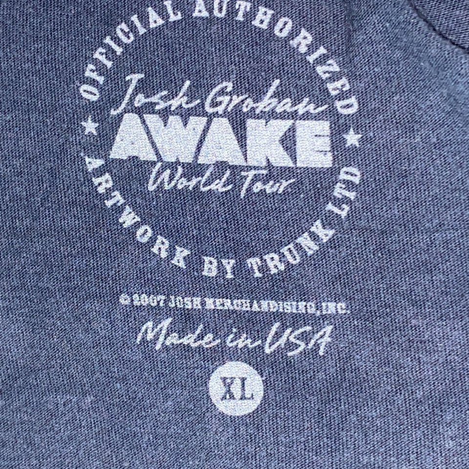 Josh Groban T Shirt XL Black 2007 Concert Band Awake Tour Made In USA ...