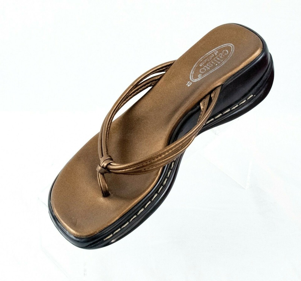 Callisto of California Leather Sandals Size 10 Metallic Gold Bronze ...