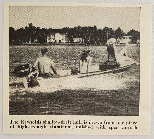 1949 Magazine Photo Reynolds Shallow Draft Hull Boats Mercury Outboard ...