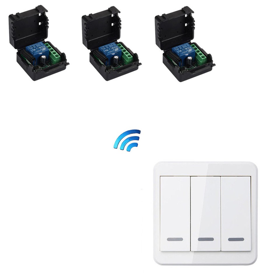 Wireless 12V 433Mhz Receiver Module+RF Wall Panel Transmitter Home ...