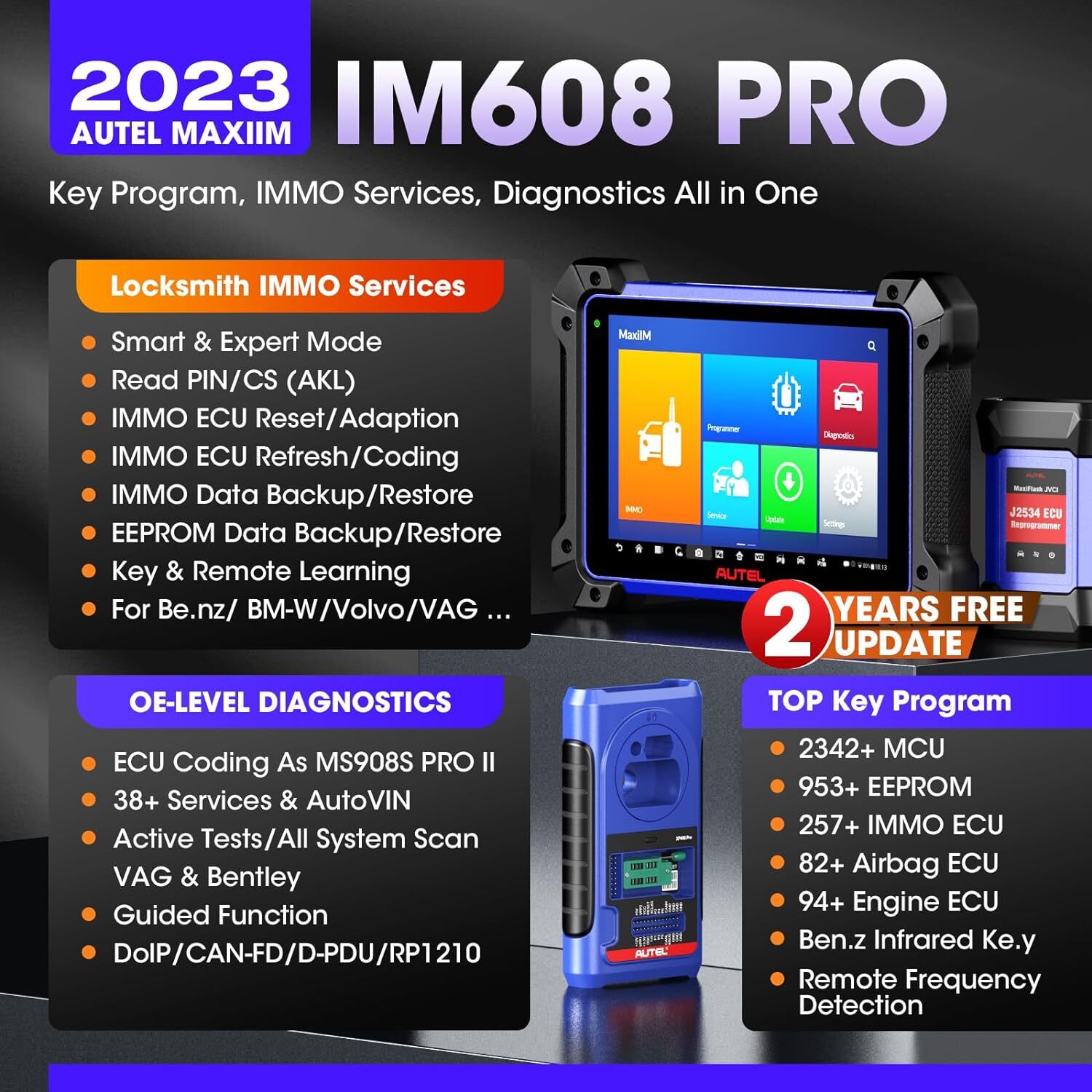 Autel MaxiIM IM608 PRO IMMO Key Programming Diagnostic Scanner Tool ...