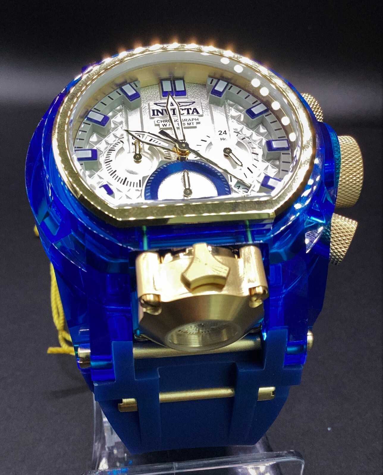 Invicta Bolt Magnum 52mm Anatomic Quartz Chrono Dual Mvmt Blue Tone ...