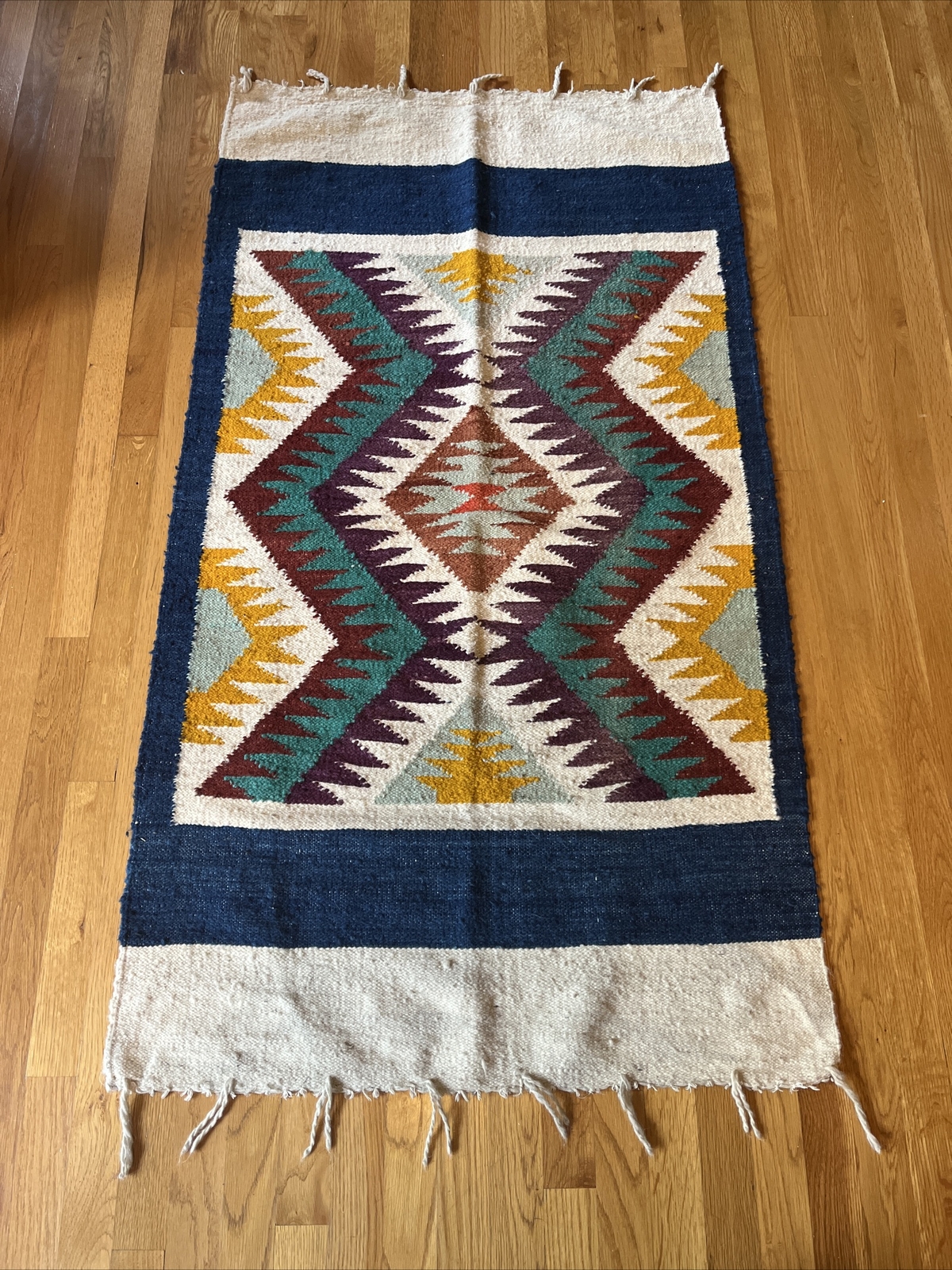 Navajo Style Wool Blanket Rug Weaving Textile Pueblo Southwest Saltillo ...