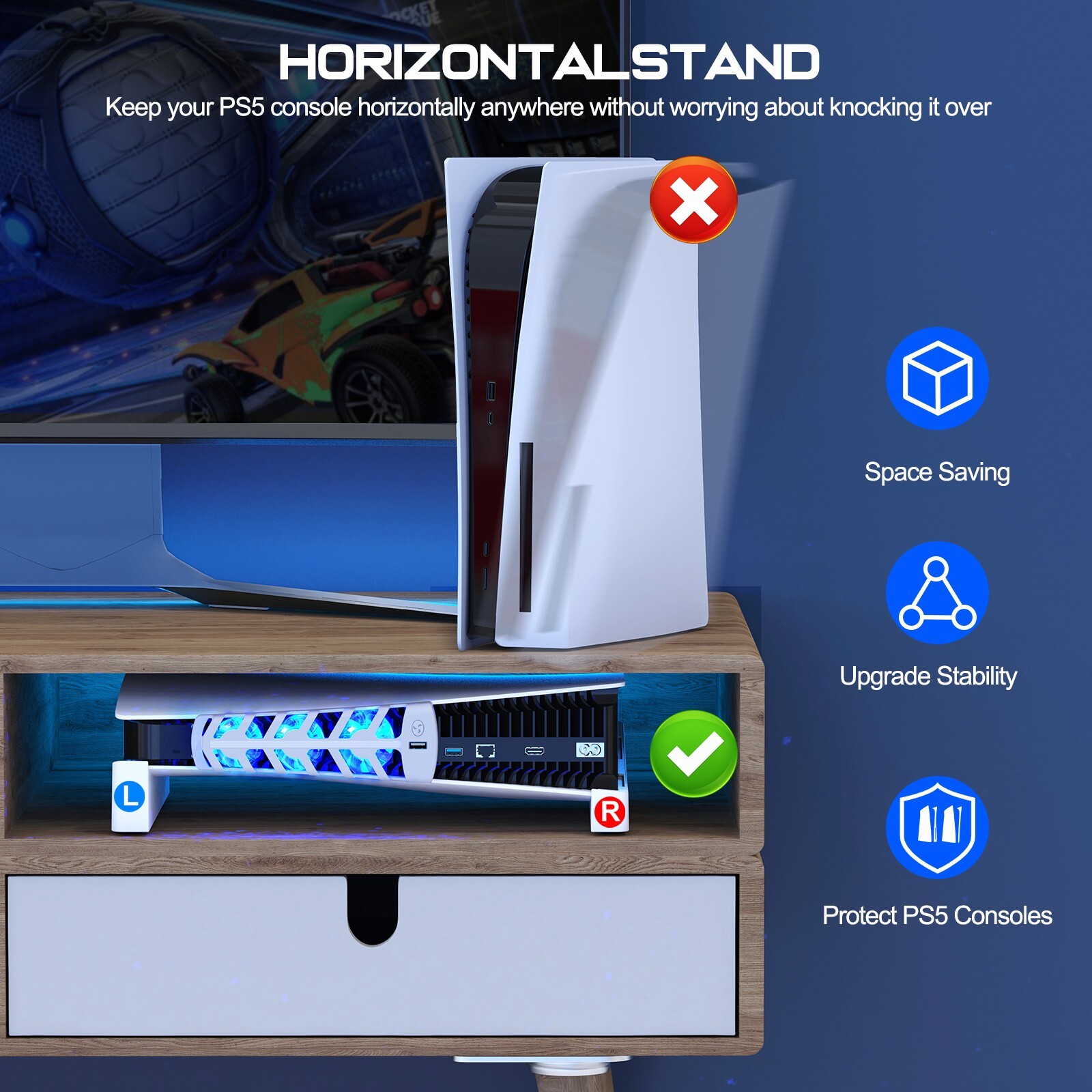 PS5 Cooling Station Horizontal Stand For Playstation 5 Digital/Disc ...