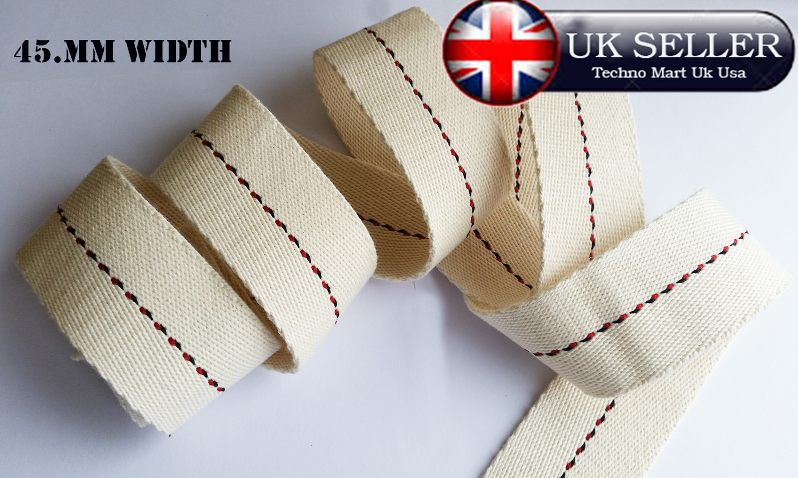 45MM WIDE WW2 COTTON PARACHUTE HARNESS WEBBING STRIP 2.5MM THICK Red ...