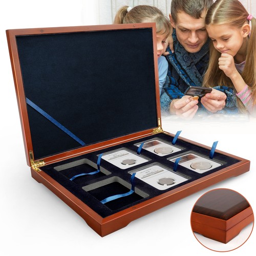 Solid Wood Display Storage Box Case for 6 Certified PCGS NGC Coin Slab ...
