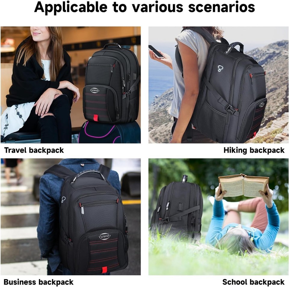 Travel Backpack Extra Large 50L Laptop Backpacks for Men Women Water ...