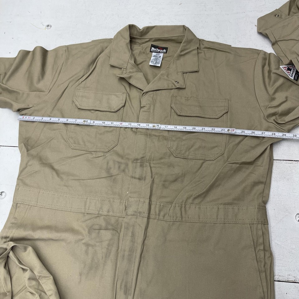 Bulwark FR Coveralls Mens 50 Long Beige Excel CAT 2 Flame Resistant ...