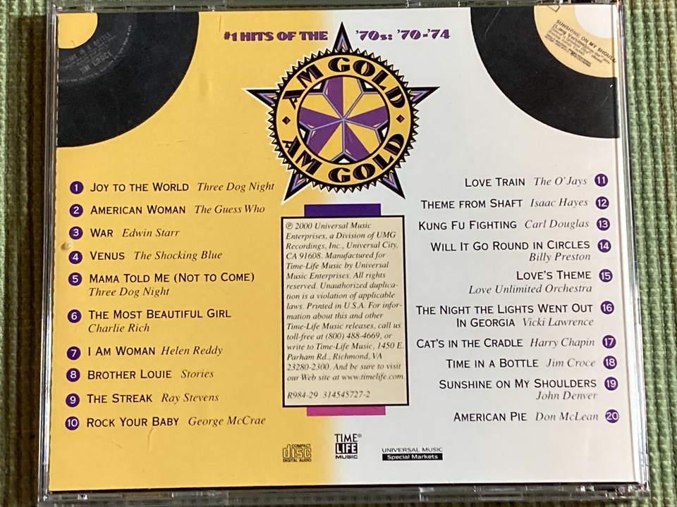 TIME LIFE MUSIC AM GOLD #1 HITS OF THE '70S ('70-'74) 22 TRACK CD FREE ...