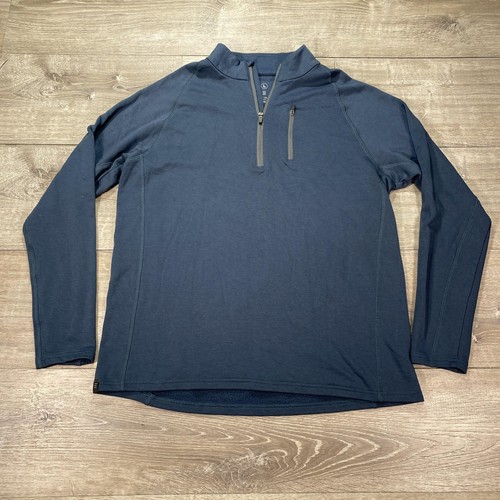 Free Fly Sweater Mens Large Blue Quarter Zip Pullover Performance ...