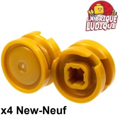 Lego 4x Wheel roue jante 11mm D. x 6mm Smooth Hubcap or doré/pearl gold ...